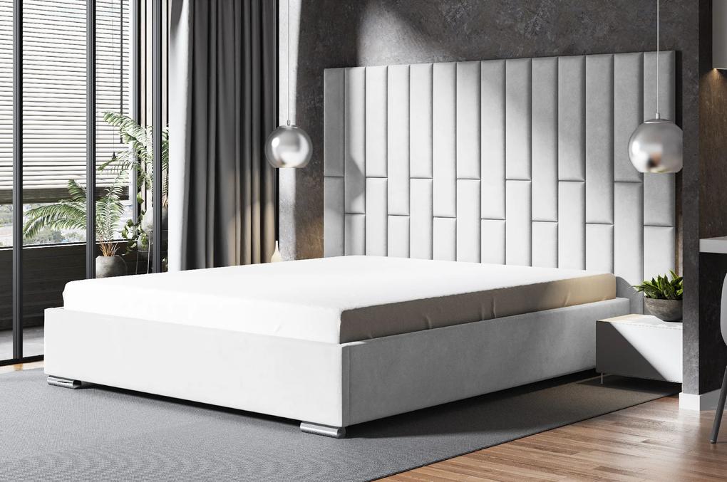 Eka Čalouněná postel LANA 140 x 200 cm Barva látky Trinity: (2301) Krémová bíla, Úložný prostor: S dřevěným rámem úložného prostoru