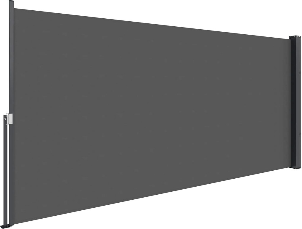 Outsunny Skladací Zahradní Boční Markýza 3m x 1,4m Hliník Polyester Anti-UV Vysokohustotní 180 g/m² Tmavě Šedá