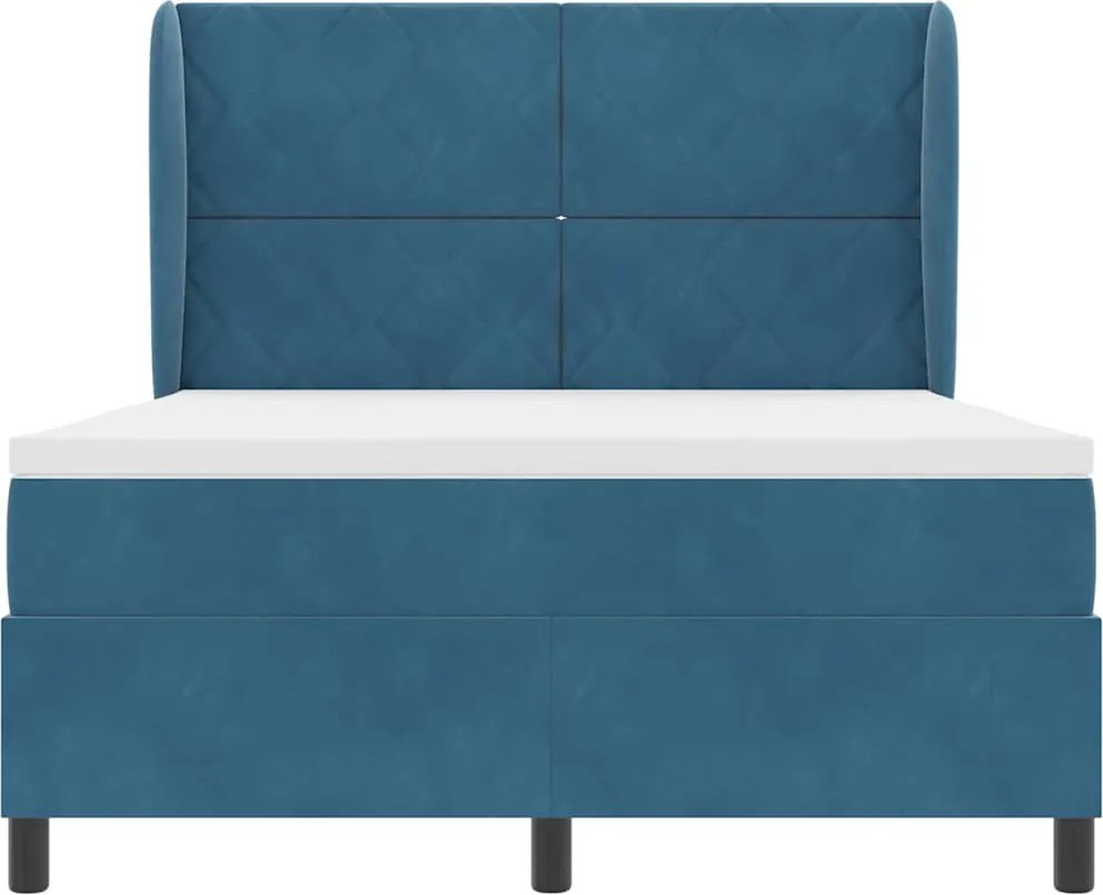 Postel s boxspringem s čelo Tmavě modrá 200 x 160 cm samet 3340992