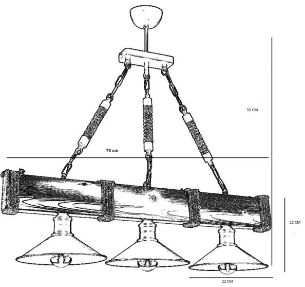 Lustr na řetězu KUTUK 3xE27/60W/230V