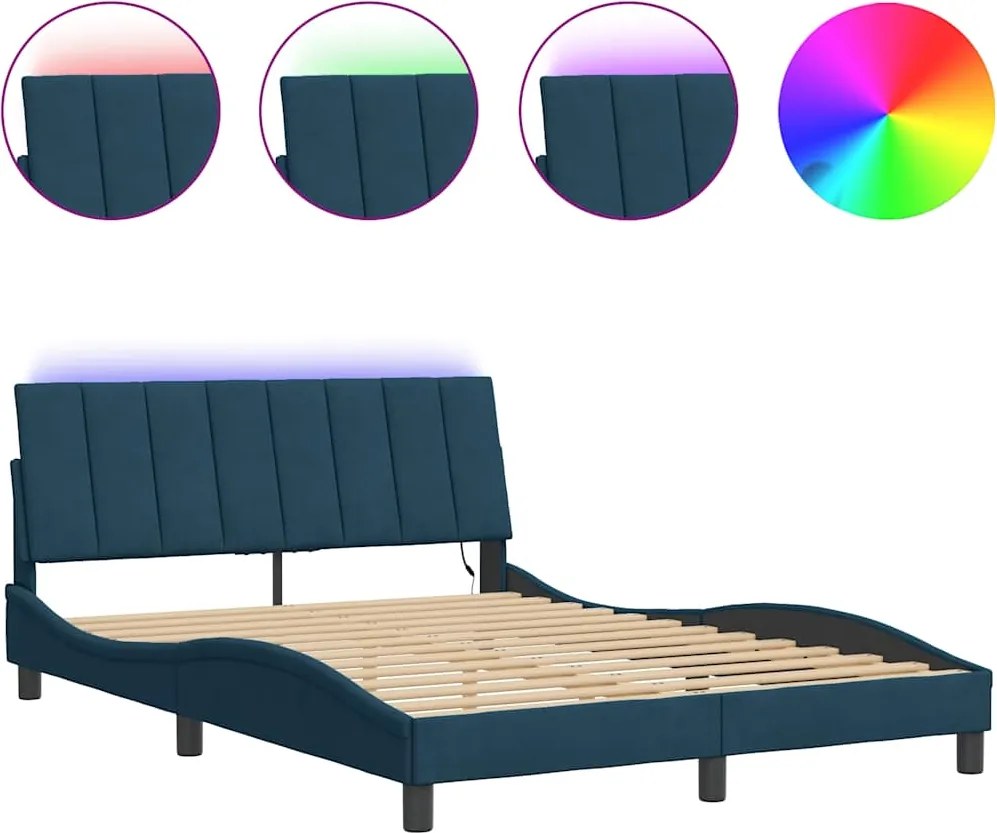 Rám postele s LED osvětlením bez matrace Hanko modrý 120 x 200 cm samet 3213773