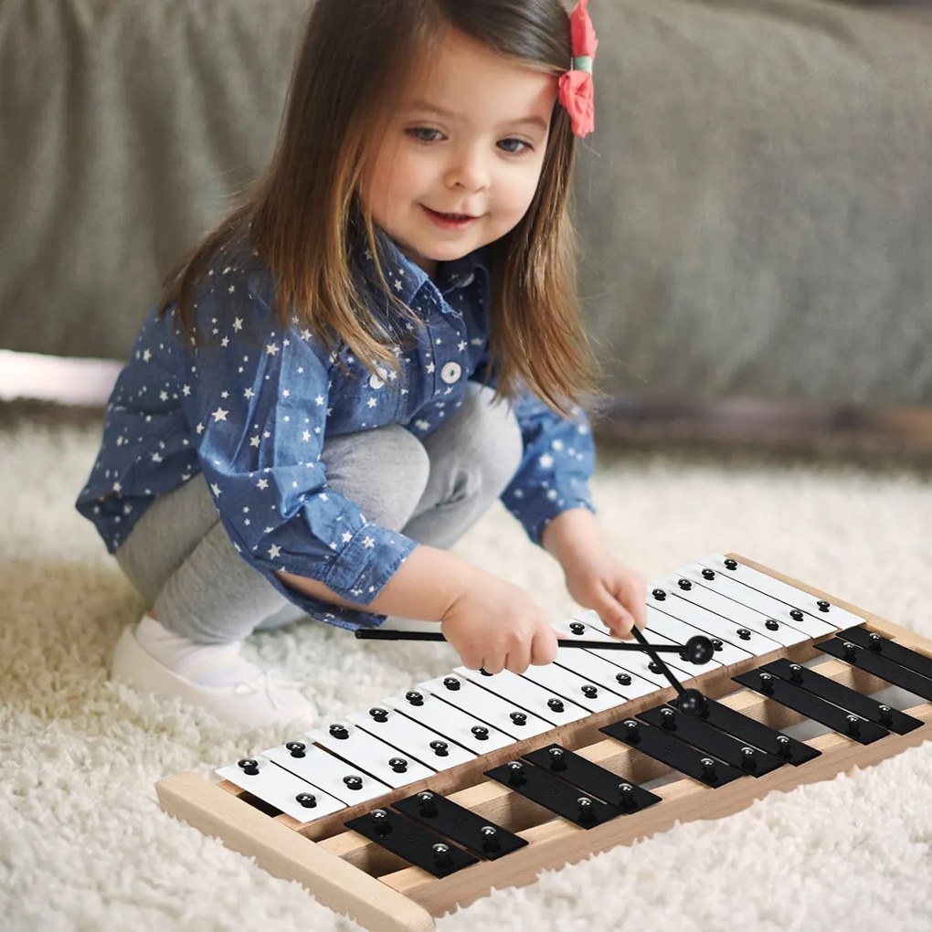 Costway 27 Note xylofon se 2 paličkami a přenosnou taškou Glockenspiel Ruční