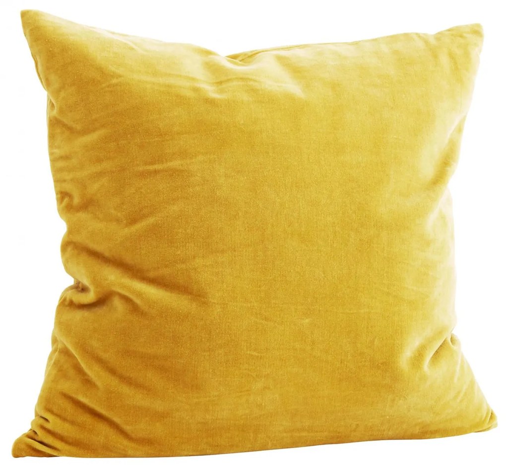 MADAM STOLTZ Sametový povlak na polštář Curry yellow 50x50, žlutá barva, textil