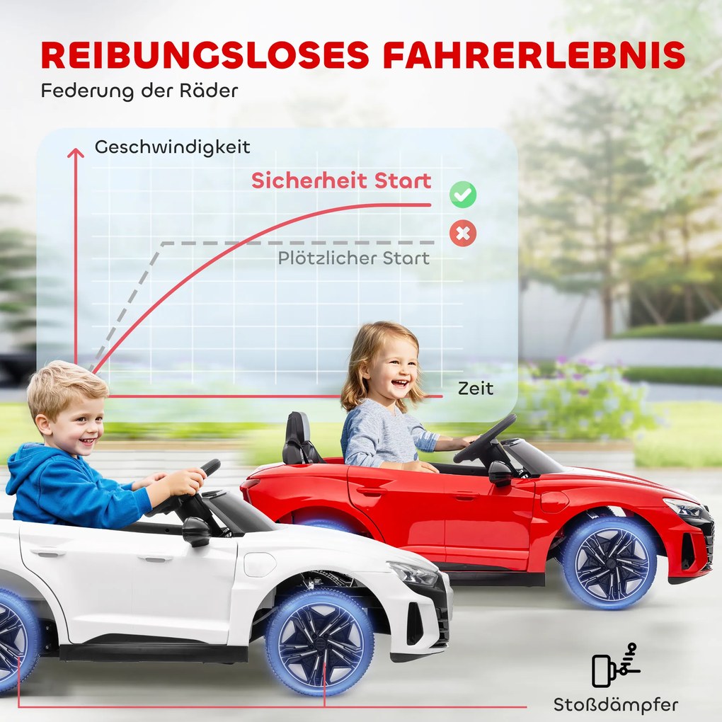 HOMCOM dětské elektrické autíčko, dětské autíčko na dálkové ovládání, AUDI RS e-tron GT dětské autíčko s bezpečnostním pásem, klaksonem a hudbou a sv…