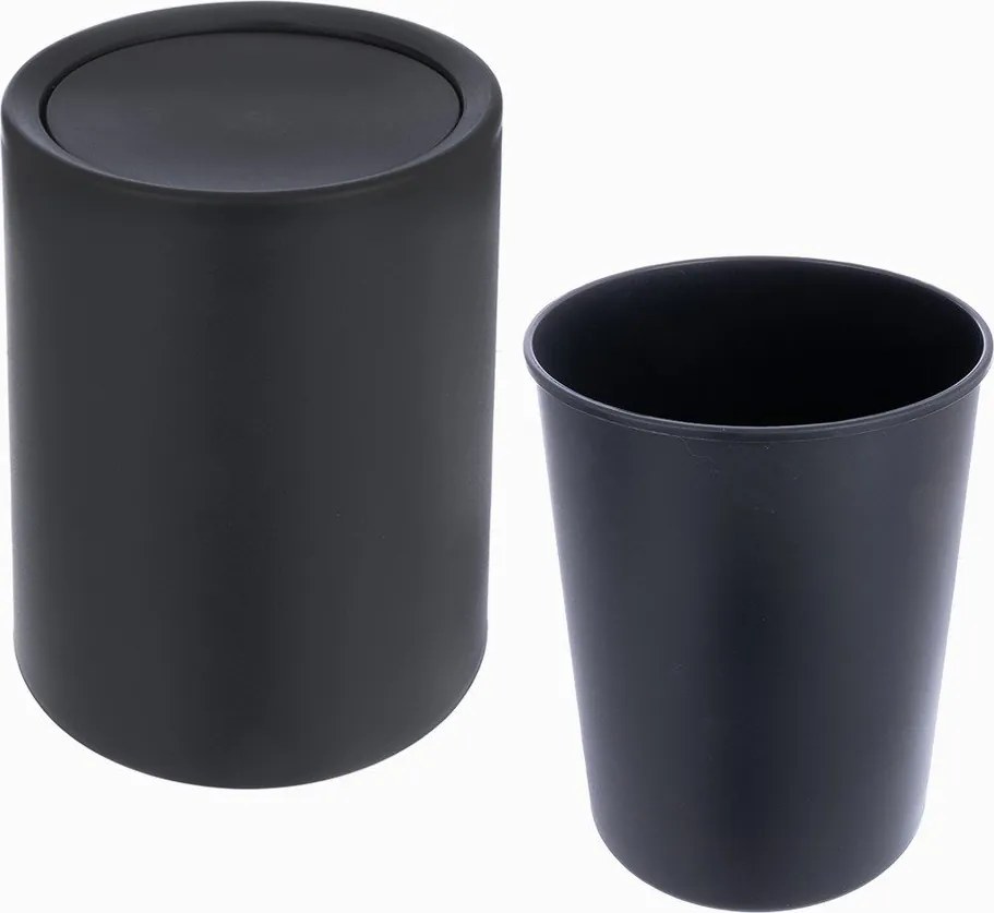 Černý plastový odpadkový koš 6 l – Orion