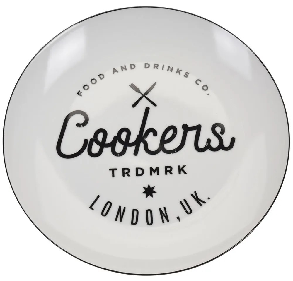 DekorStyle Porcelánový bílý talíř Cookers 26 cm