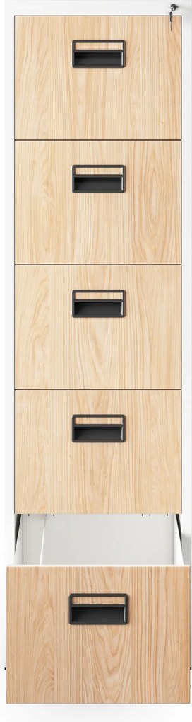 Kovová kartotéková skříň s 5 zásuvkami, bílá/dub sonoma, 460x1625.5x620 mm: SARA Eco Design