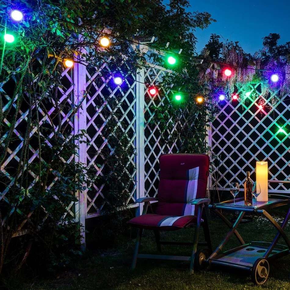 Easy Fix LED party osvětlení, 5 m, venkovní, 10 kouliček, 70 barevných diod, černý kabel, IP67, prodlužovací