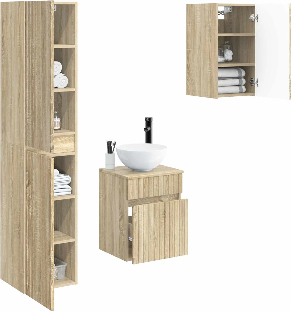 Sada koupelnového nábytku 3 ks Dub sonoma 33 x 34,5 x 160 cm 3406085