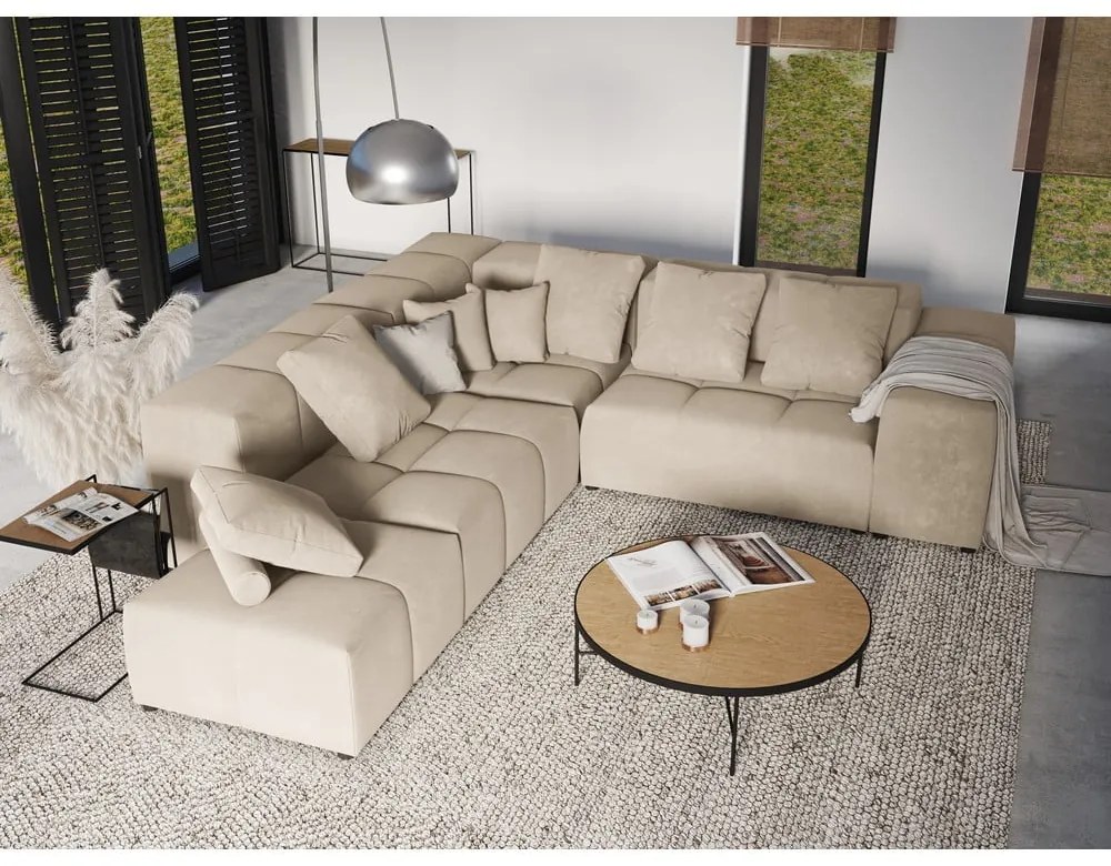 Béžový sametový polštář k modulární pohovce Rome Velvet - Cosmopolitan Design