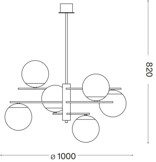 Ideal Lux - Lustr na tyči GOURMET 6xE14/28W/230V pr. 100 cm zlatá