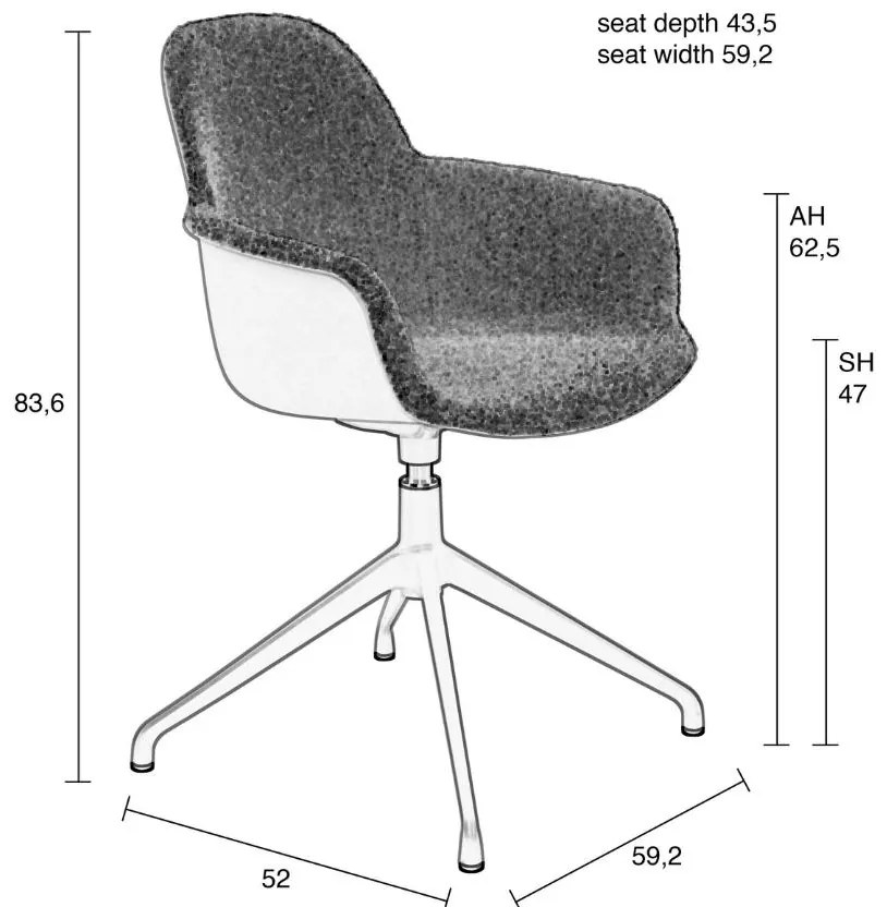 Bílá látková konferenční židle ZUIVER ALBERT KUIP s područkami II.