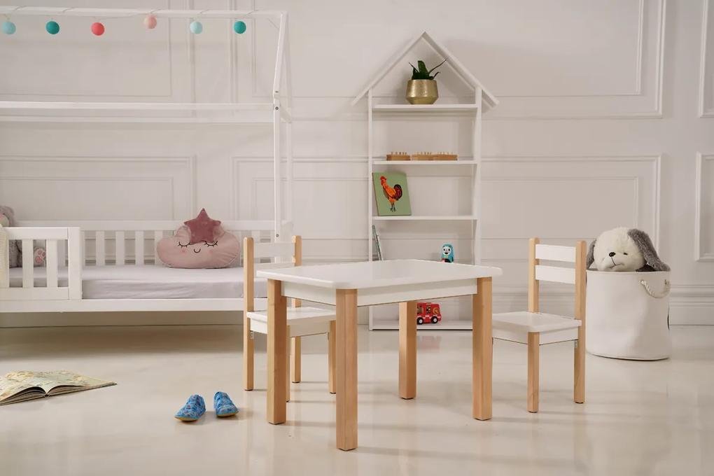 Vingo Dětská otevírací židlička s přihrádkou - bílo-přírodní 2. jakost