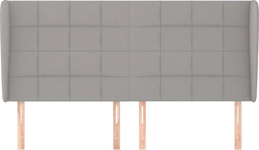 Čelo postele typu ušák světle šedé 183x23x118/128 cm textil 3117970