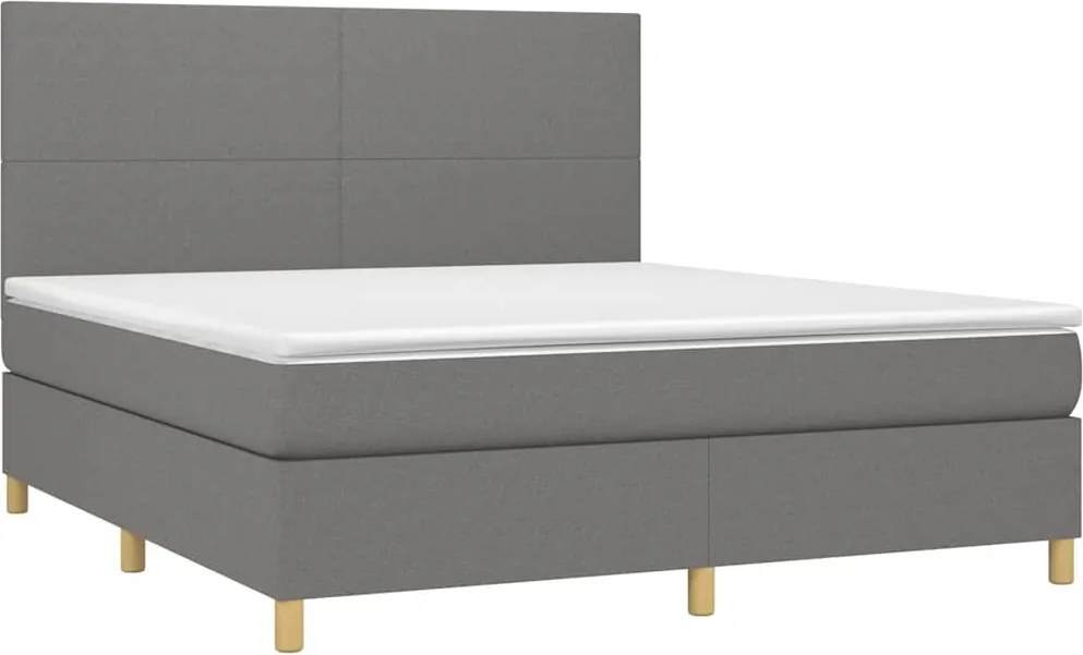 Box spring postel s matrací a LED tmavě šedá 160x200 cm textil 3135286