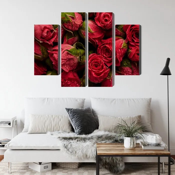 Vícedílný obraz Růže S Kapkami Vody Nedostatek Nedostatek Plátno Canvas 200x150