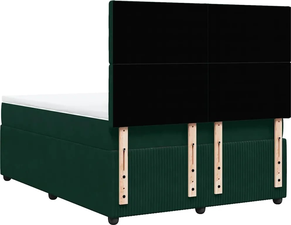 Box spring postel s matrací tmavě zelená 160x200 cm samet 3292397