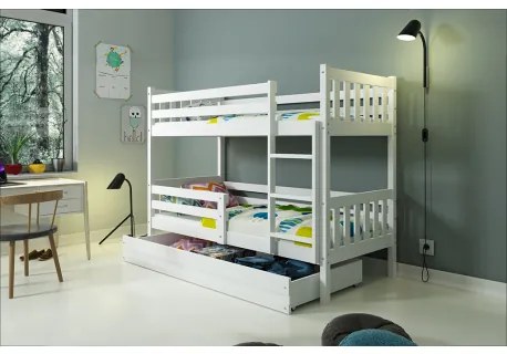 Patrová postel CARINO s úložným prostorem včetně matrací (Bílá)