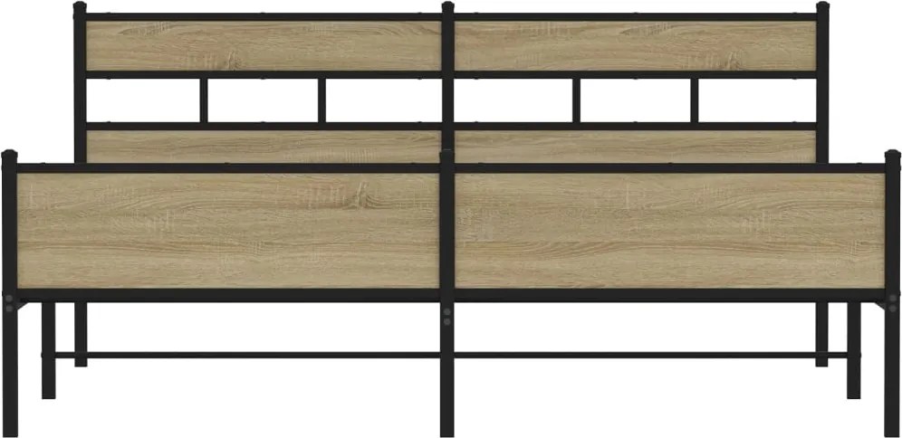 Kovový rám postele bez matrace dub sonoma 200 x 200 cm 3308507