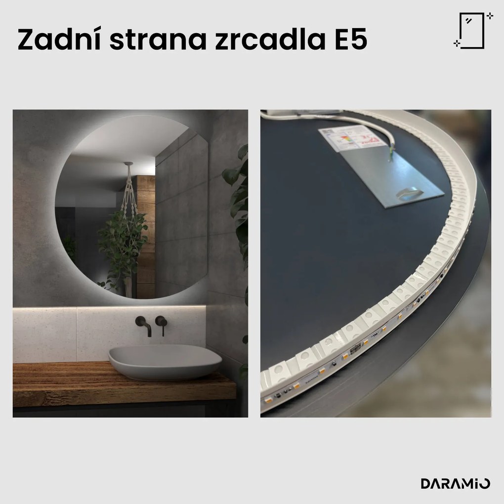 Půlkruhové zrcadlo do koupelny s LED osvětlením E5