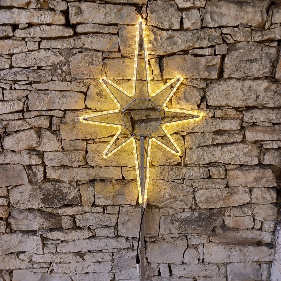 Easy Fix 2D LED světelná hvězda na vrchol stromu, 80 × 120 cm, teple bílá, hliník