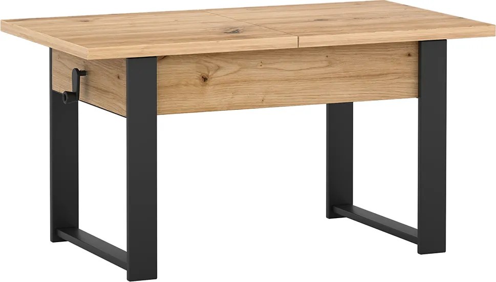 Rozkládací polohovací konferenční stolek HOGO 3v1 | 120-157x62,5-74,5x67 cm | síla horní desky 32 mm | dub artisan/černé nohy