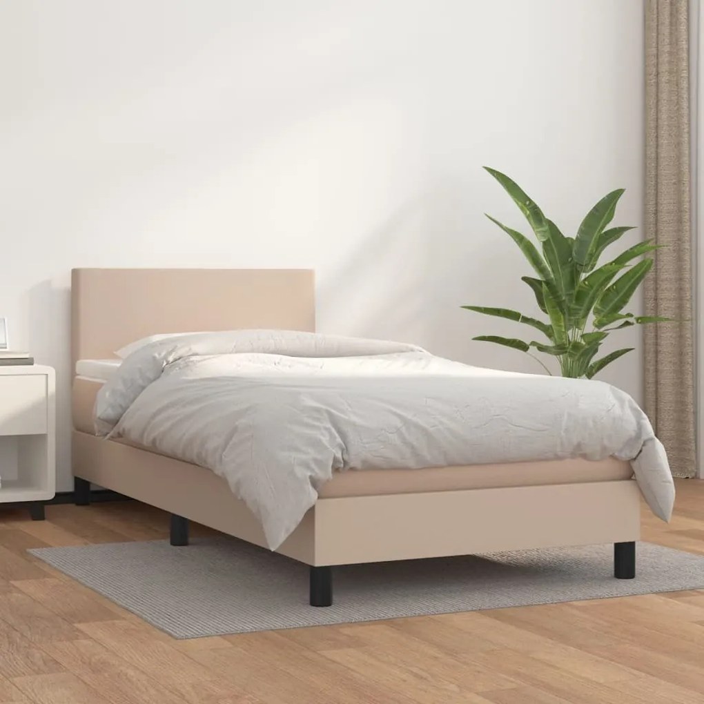 Box spring postel s matrací cappuccino 90x190 cm umělá kůže