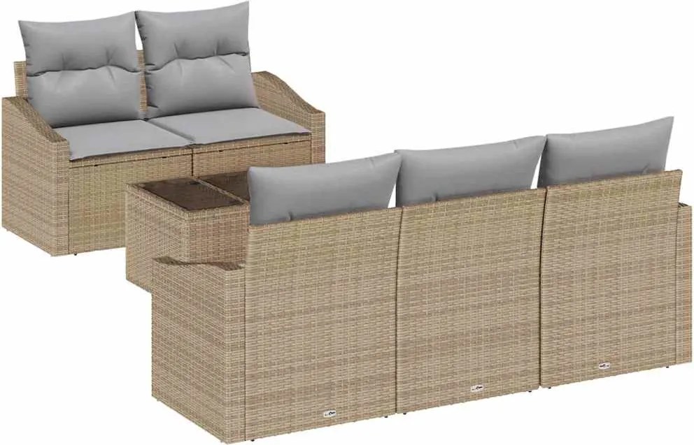 Set pohovek 6 ks Béžová a Světle šedá polyratan 3346600