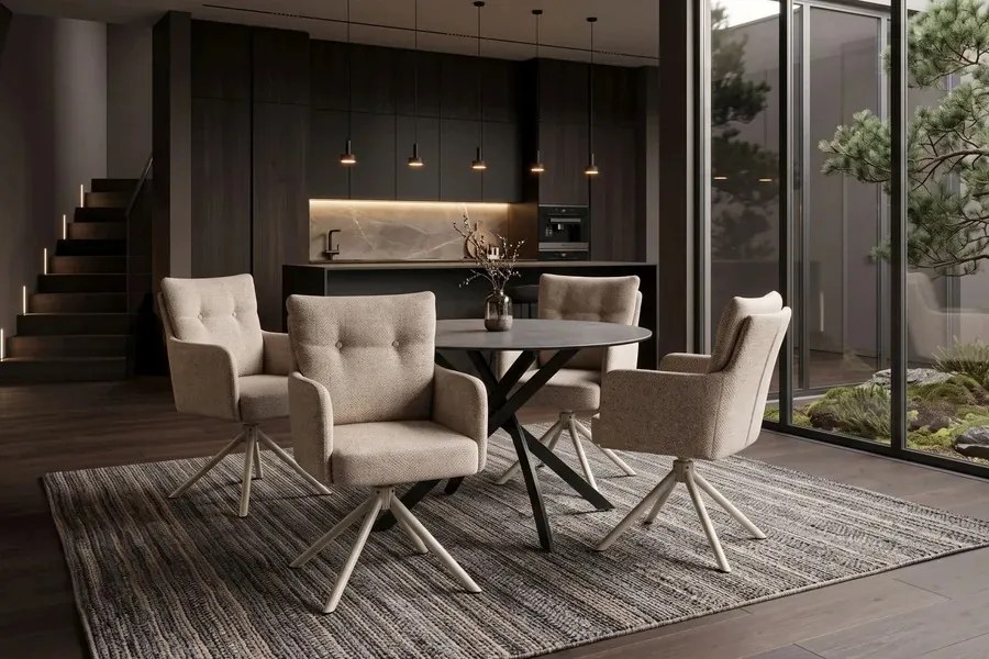 Designová otočná židle Maddison šampaňská béžová
