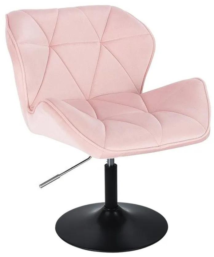 LuxuryForm Židle MILANO VELUR na černém talíři - světle růžová