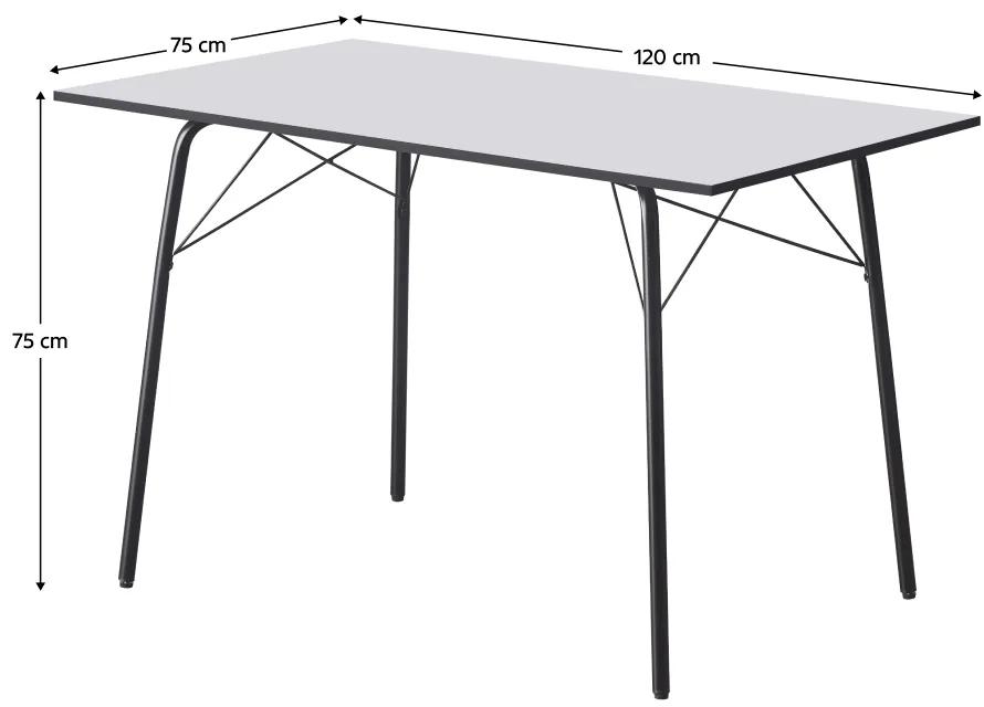Kondela Jídelní stůl, bílá/černá, 120x75x75 cm, NALAK TYP 2