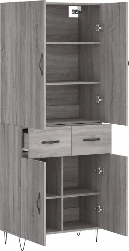 Skříň highboard šedá sonoma 69,5 x 34 x 180 cm kompozitní dřevo 3198183
