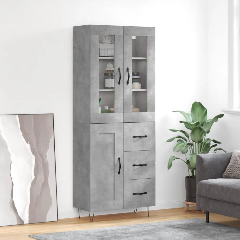 Skříň highboard betonově šedá 69,5x34x180 cm kompozitní dřevo 3198693