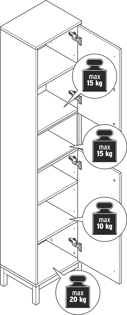 Tchibo - Vysoká koupelnová skříňka »Eklund« - barva: bílá