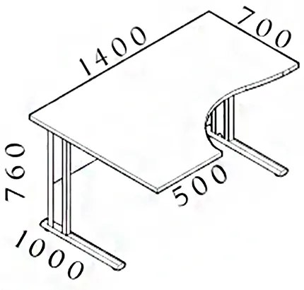 Ergonomický stůl Visio 140 x 100 cm, levý, třešeň