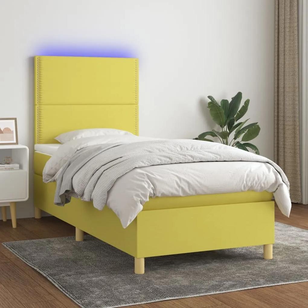 vidaXL Box spring postel s matrací a LED 90x190 cm textil [3135317] Barva: světle šedá
