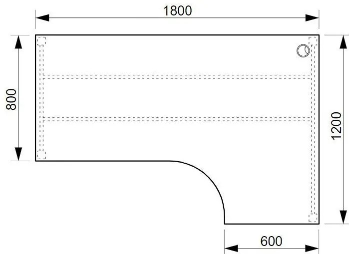 Kancelářský stůl Hobis Ergo levý UE180060L, deskaakát, bílá RAL 9016
