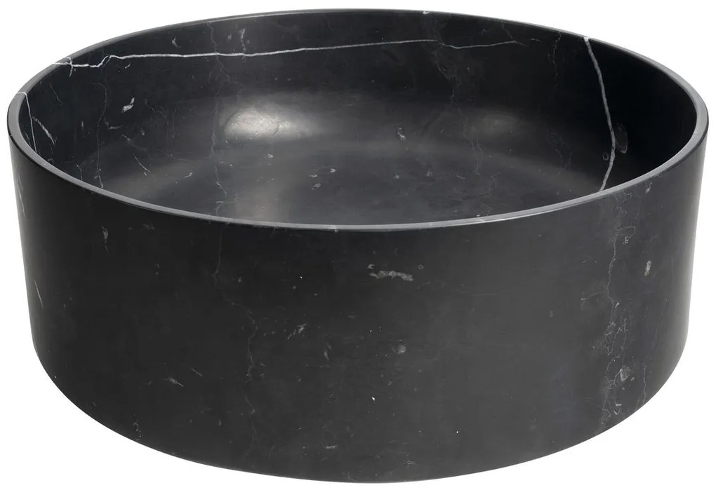 Sapho Blok kamenné umyvadlo na desku 40 cm bez otvoru pro baterii matný černý Marquin 2401-52
