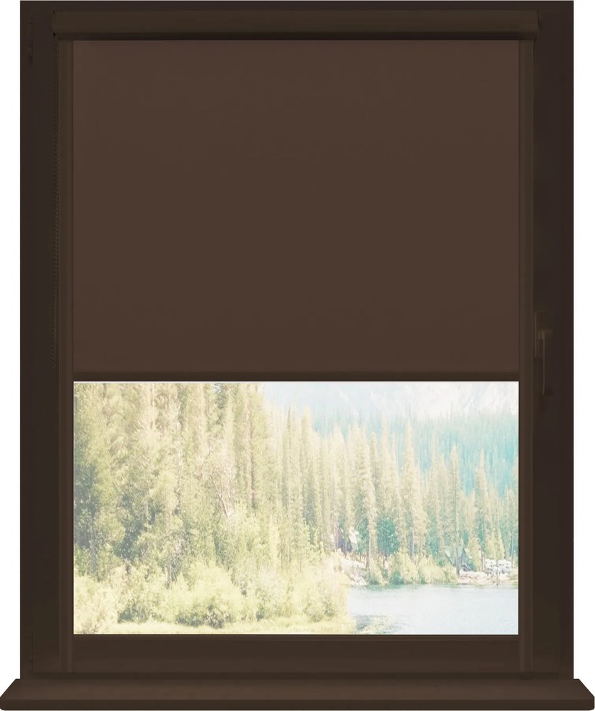 Dekodum Termoizolační roleta v hnědé kazetě, barva látky Wenge Silver Šířka (cm): 142, Výška (cm): Standardní (do 150 cm), Strana mechanismu: Práva