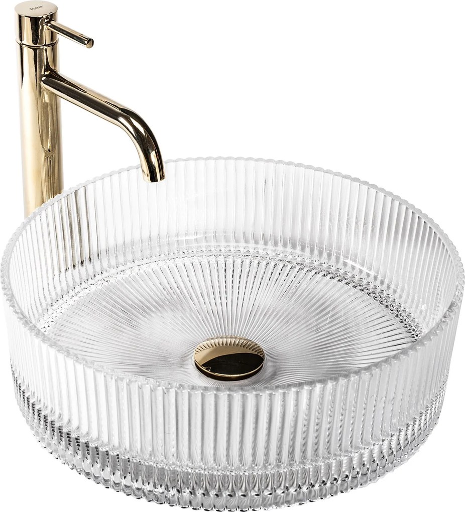 Rea Ingrid, skleněné umyvadlo na desku 40x40x13 cm, čirá, REA-U0278
