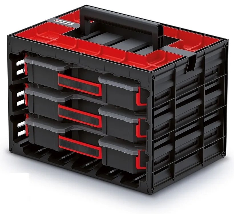 Skříňka s 3 krabičkovými organizéry 41,5 × 29 × 29 cm, černá
