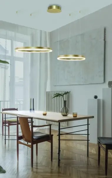 Moderní lustr Halo 80+60 CCT zlatá s dálkovým ovládáním