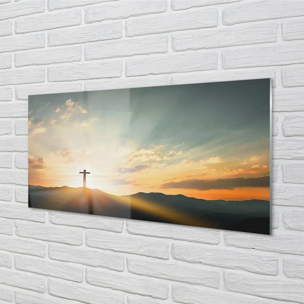 Obraz na skle Cross sun top 100x50 cm