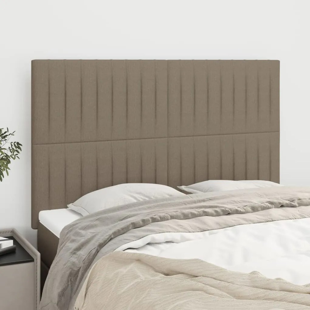 Čela Postele 4 Ks 72 X 5 X 78/88 Cm Textil Taupe - Vysoké / 100 cm