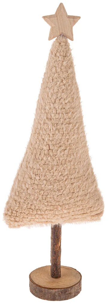 Vánoční dekorace Textilní stromek 45,5 cm, chlupatý fleece, béžová