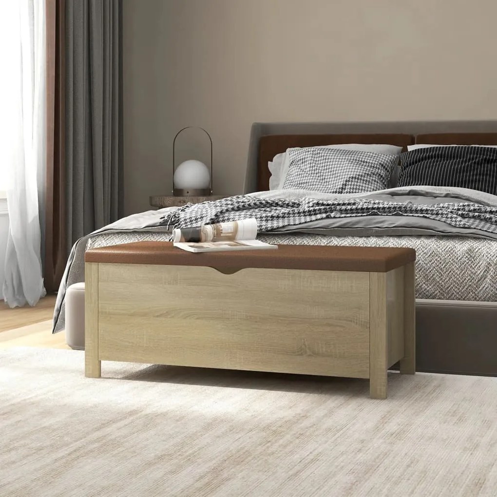 Úložný box s poduškou dub sonoma 105x40x45cm kompozitní dřevo 326771