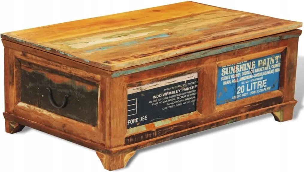 Konferenční Stolek Úložný Prostor Vintage Recyklované Dřevo
