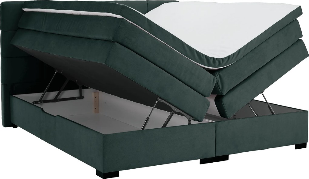 Boxspringová pocketová postel, 180x200, zelená, APRIL