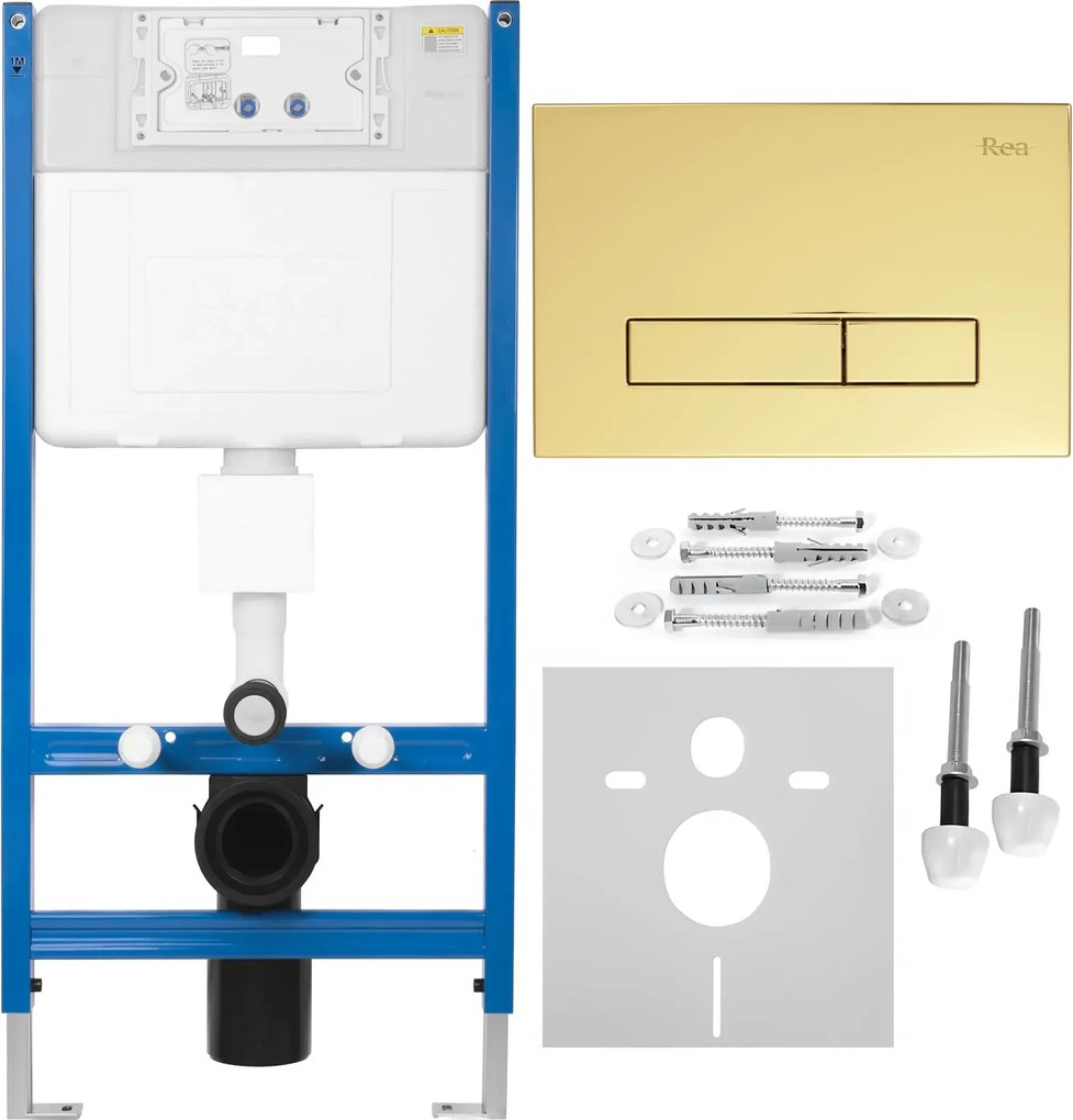 Rea Rea, Podomítkový WC systém K011A-Q + tlačítka HD Gold, KPL-E9560