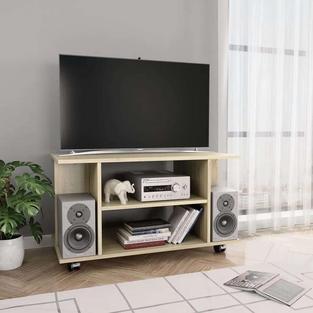 vidaXL TV stolek s kolečky 80 x 40 x 40 cm dřevotříska [800193] Barva: Bílá